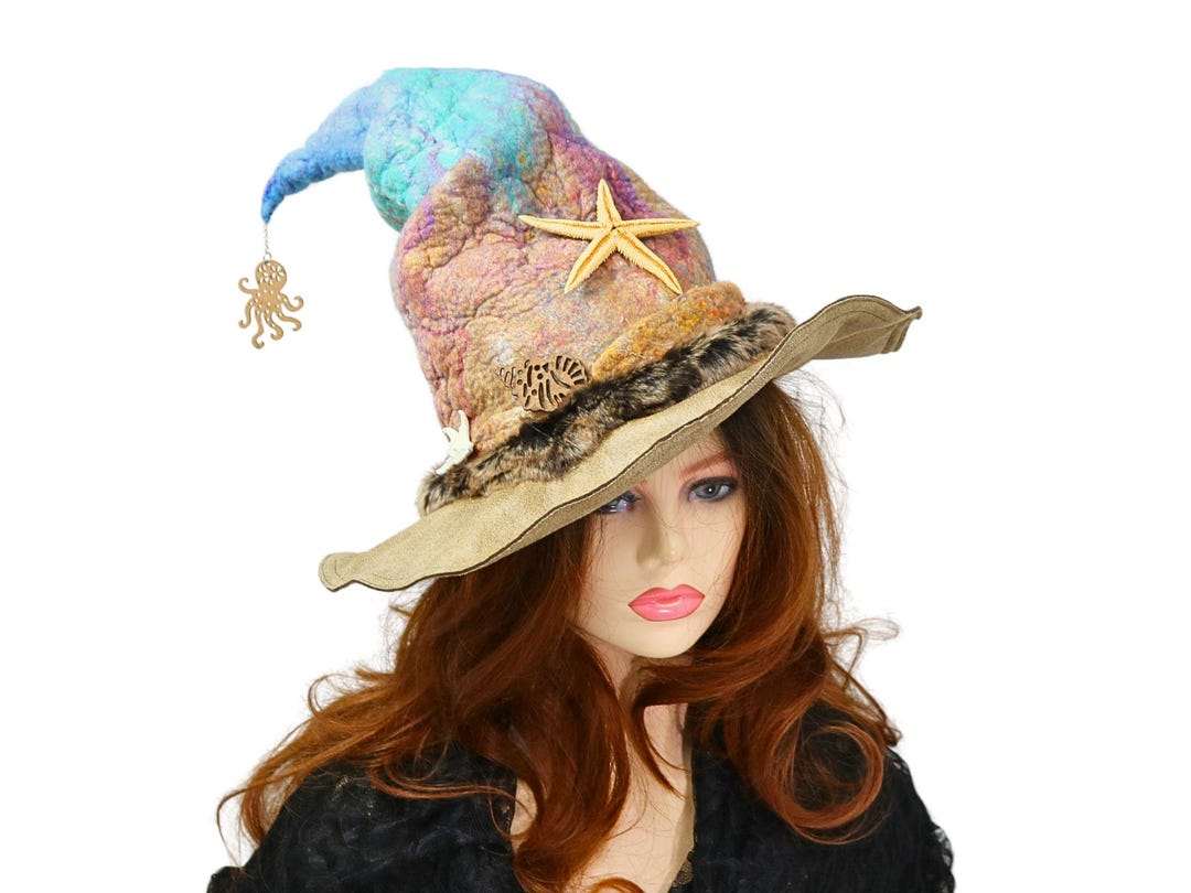 Sea Witch Yule Hat, Starfish Witch Hat, Island Wizard Hat, Winter ...