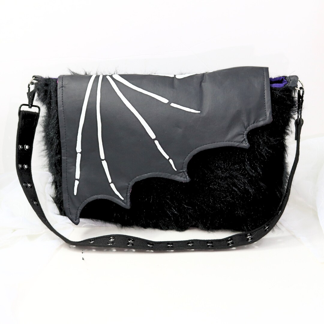 Goth Carry on Bag for Him or Her, Skeleton Wing Messenger Bag, Bat ...