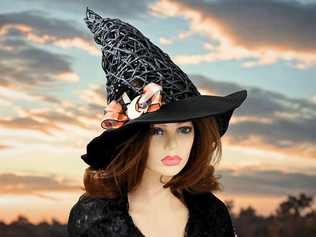 Summer Straw Witch Hat, Airy Witches Hat, Natural Raffia Hat, Warm ...