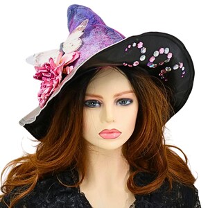 Moth Moon Goddess Felt Witch Hat, Moon and Moth Hand Felted Festival ...