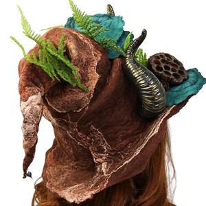 Druid Forest Hat, Horned Goddess Hat, Hand Dyed Felt, Fancy Witch Hat ...