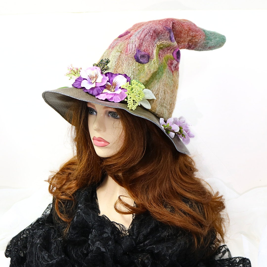 Cottagecore Fairy Tale Frog Kiss Witch Hat, Spring Flower Witch Hat ...