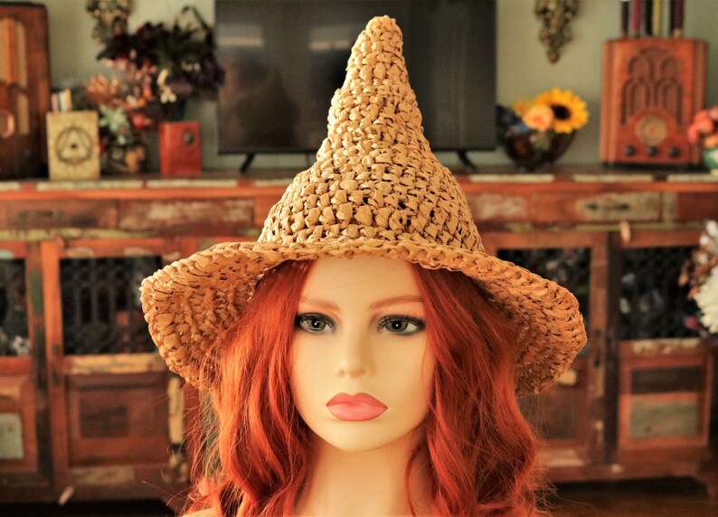 Raffia Summer Straw Witch Hat Witches of Summer Witch Hat | Etsy