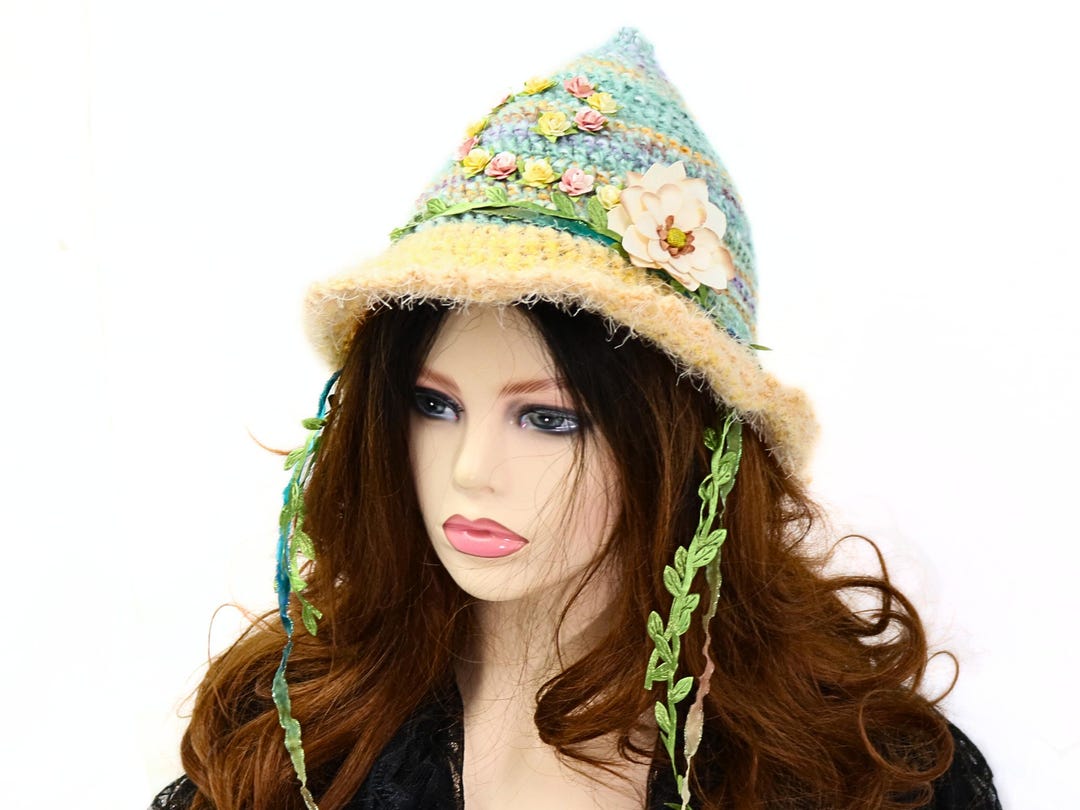 Flower Swirl Fae Witch Hat, Fairy Sprite Witch Hat for Renfaire and ...
