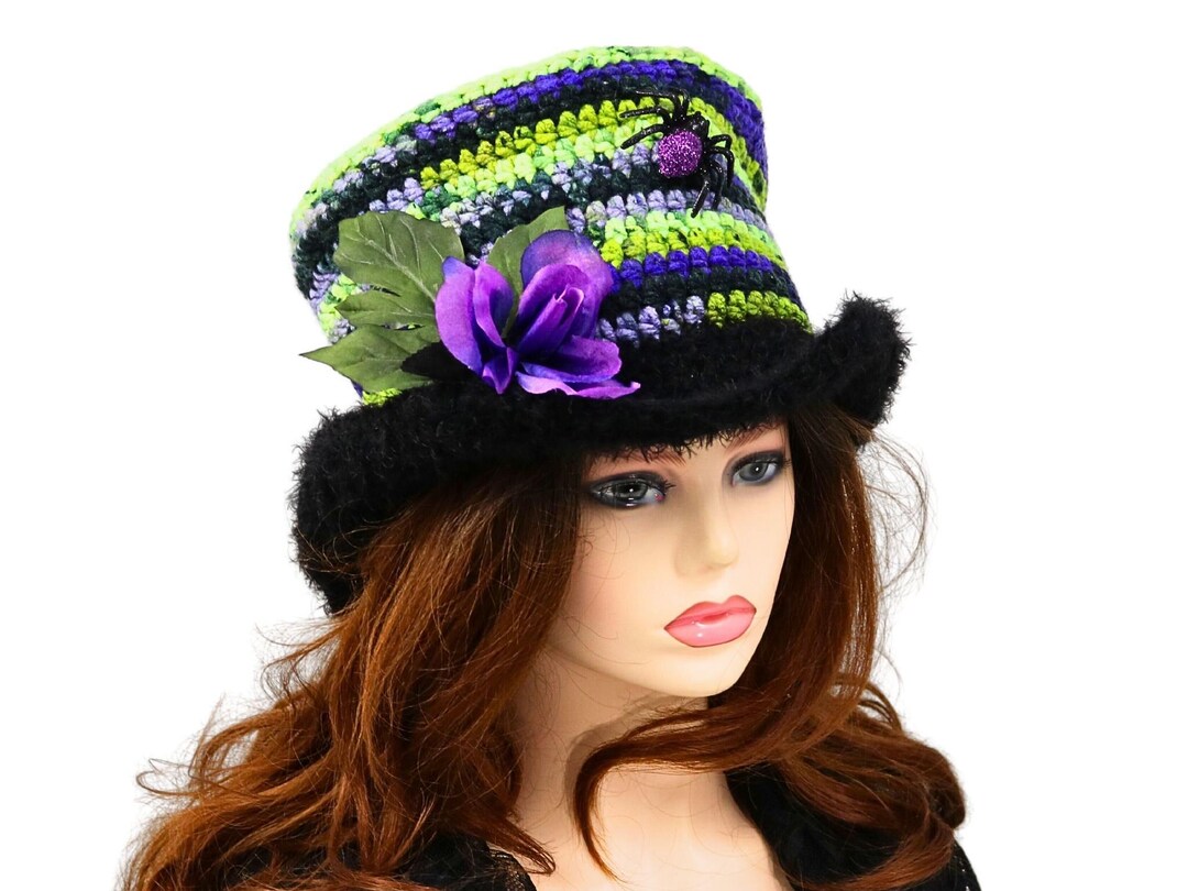 Festive Spooky Top Hat With Spider, Colorful Fun Top Hat, Wonderland ...