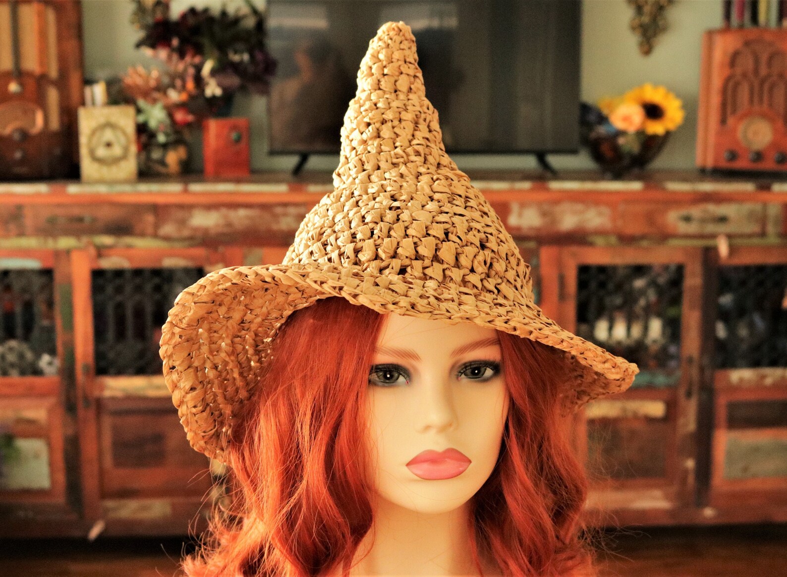 Raffia Summer Straw Witch Hat Witches of Summer Witch Hat | Etsy