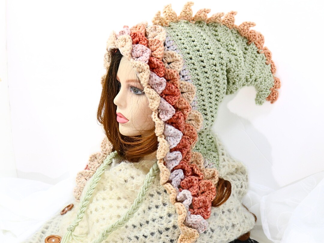 Dragon Tail Hooded Cowl With Ties, Long Hooded Scarf, Dragon Festival ...