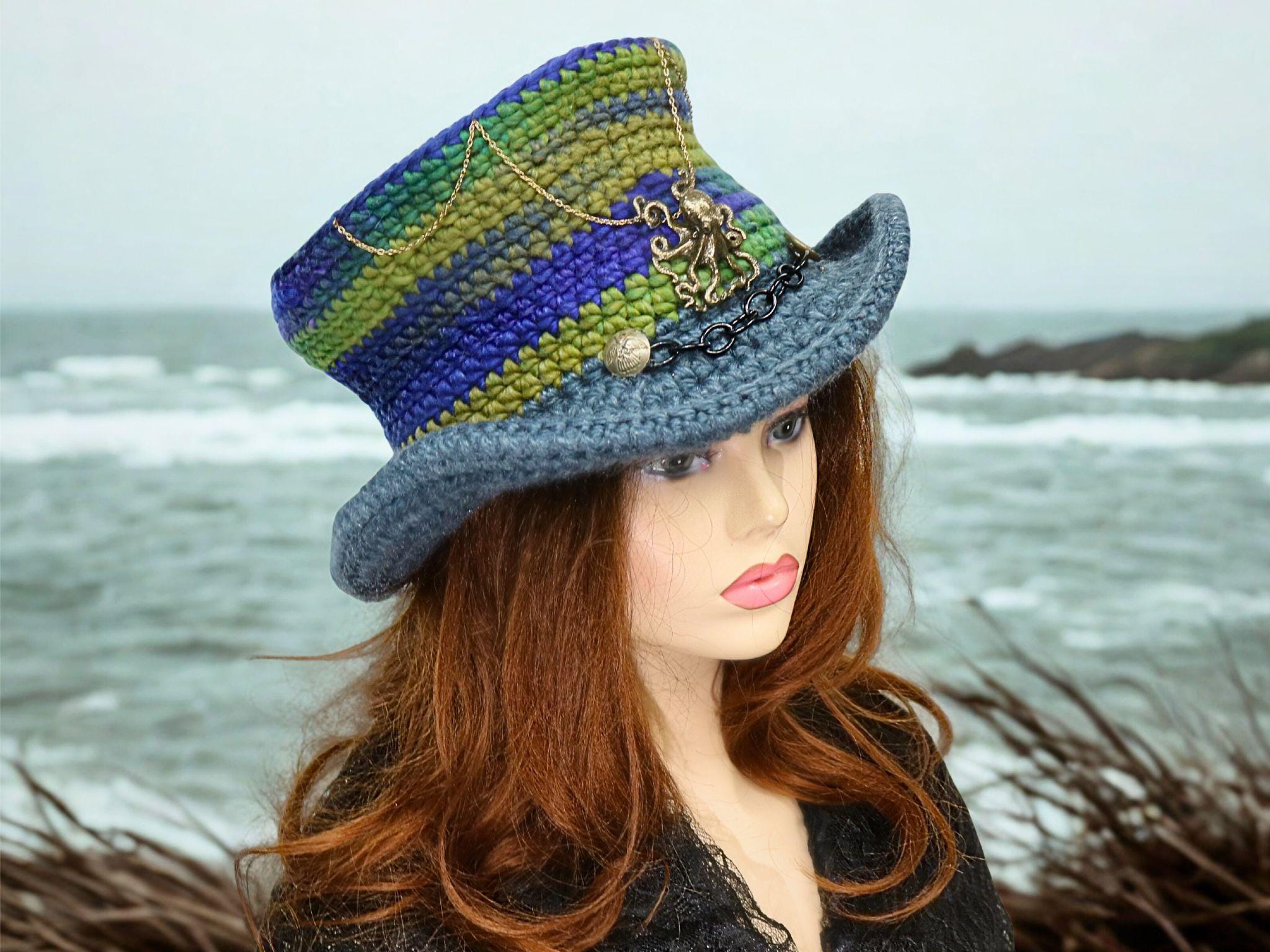 Colorful Octopus Top Hat, Festival Cosplay, Whimsical Crochet, Witch ...