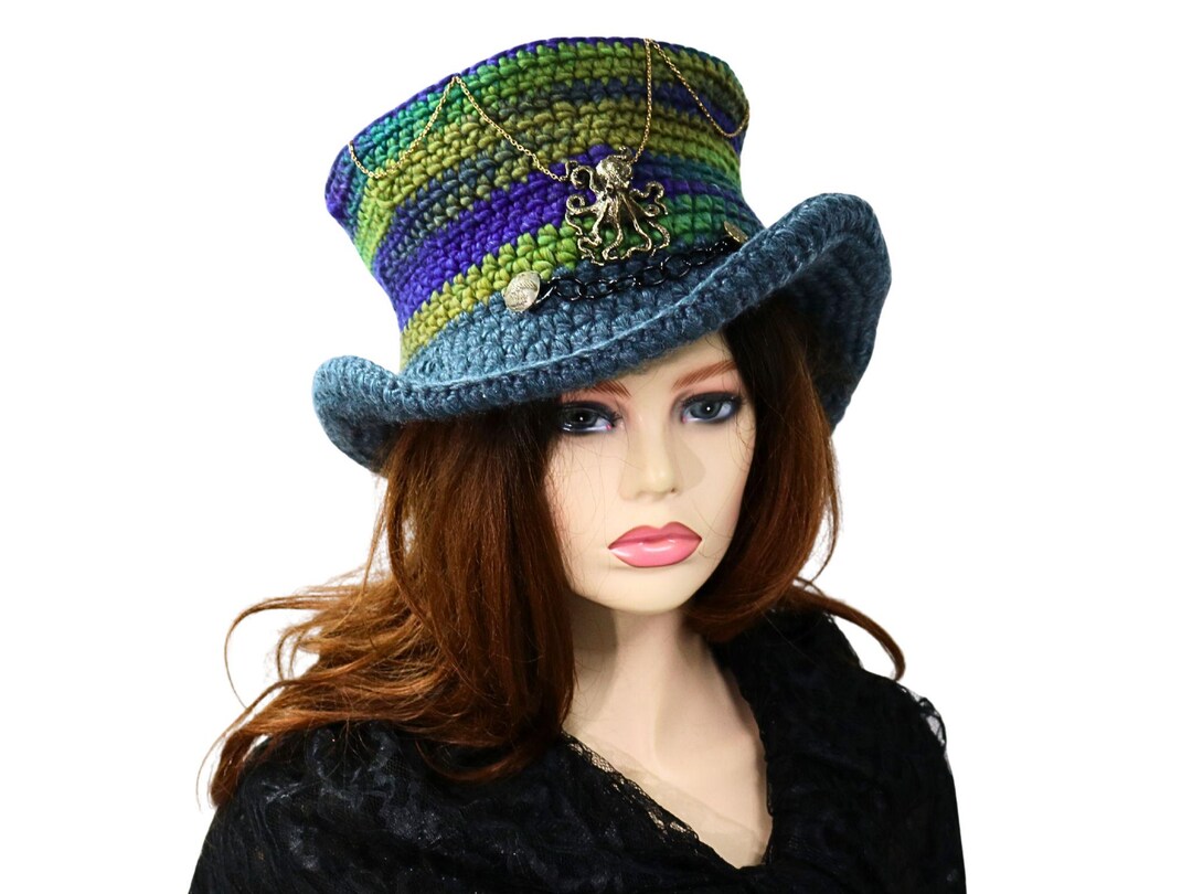 Colorful Octopus Top Hat, Festival Cosplay, Whimsical Crochet, Witch ...