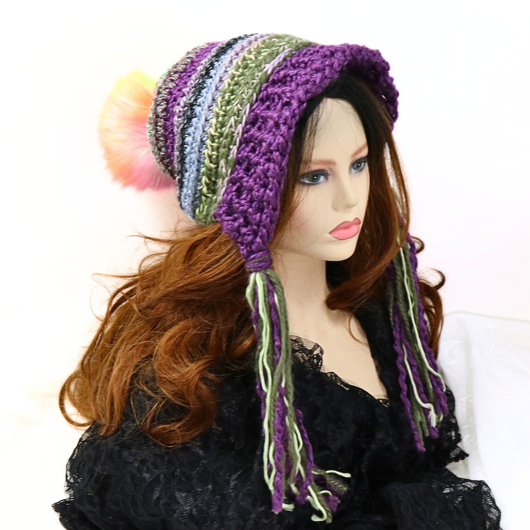 Fun Fairy Fae Snow Hat, Gift for Him or Her, Purple Toboggan Winter Ski ...