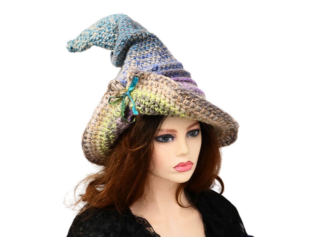 Tall Colorful Witch Hat, Split Brim, Whimsical Cosplay Festival Hat ...