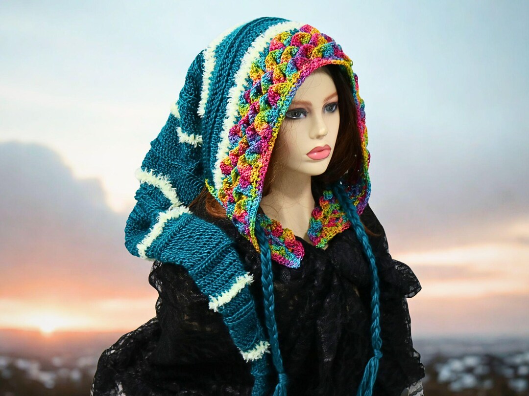 Oversized Dragon Hood, Druid Witch Fae Elf Wizard Hat, Fun Long Pointed ...