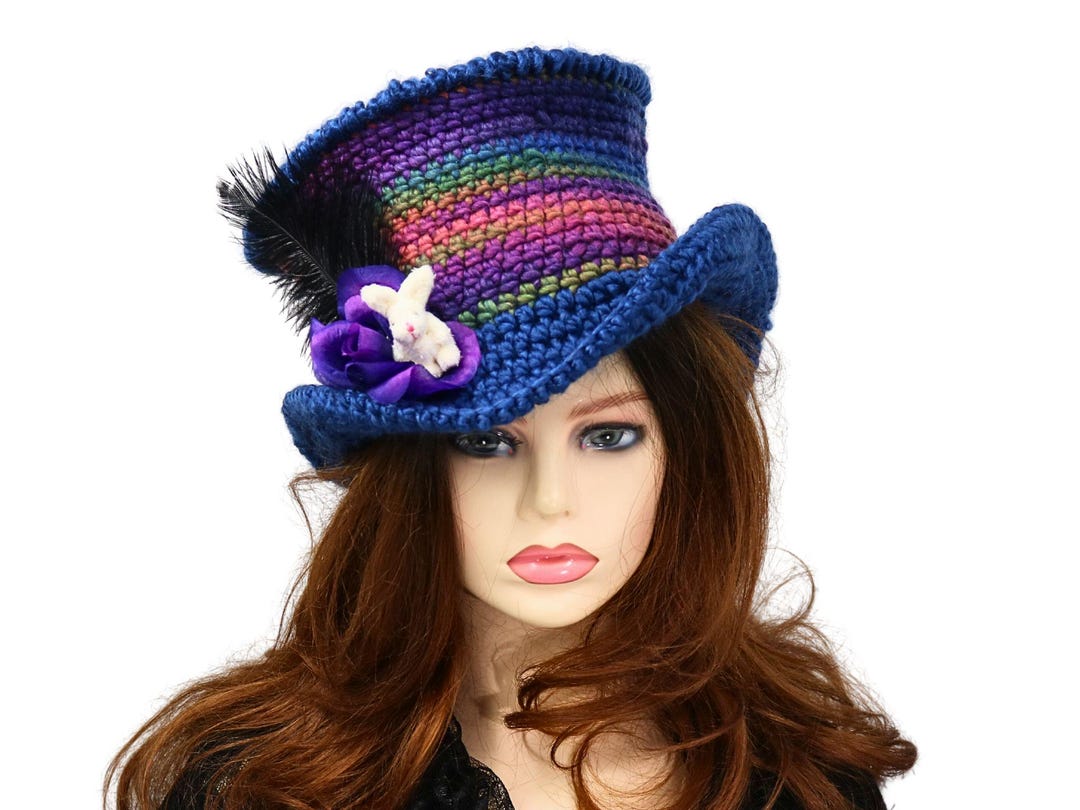 Wonderland Festival Top Hat, Rabbit Top Hat, Fun Crochet Top Hat ...