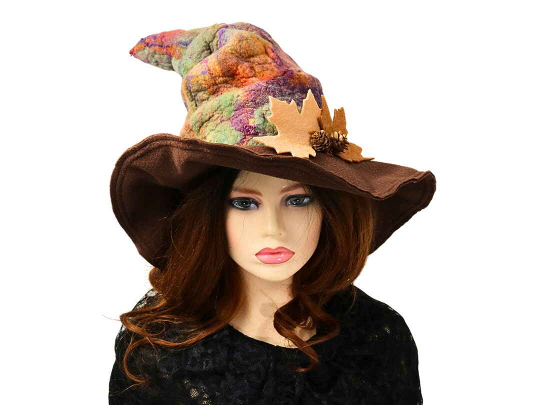 Colorful Witch Hat, Cosplay Festival Hat, Hand Dyed Felt Fall Colors ...