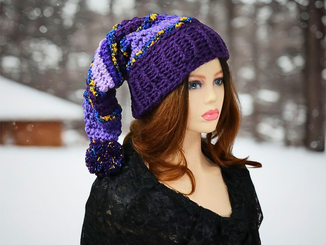 Long Stocking Elf Hat, Him or Her, Witchy Starry Night Colors, Colorful ...