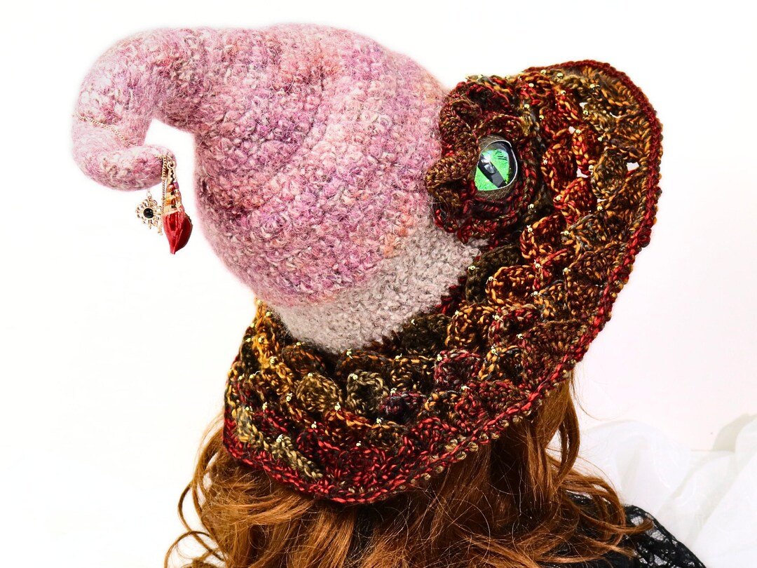Beaded Dragon Festival Hat, Dragon Eye Felt Witch Hat, Renfaire ...