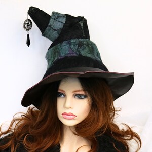 Forest Swamp Witch Hat, Patchwork Witch, Crooked Felt Witch Hat, Strega ...