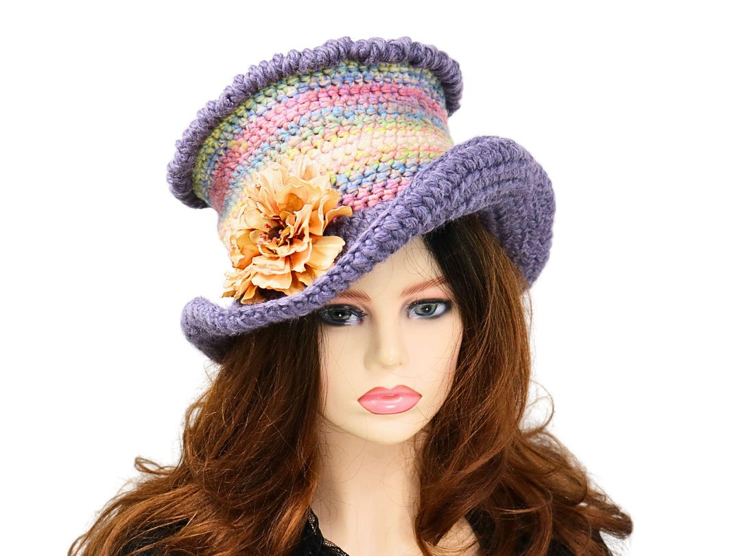 Festival Top Hat, Fun Crochet Top Hat, Colorful Hatter Vibes, Renfaire ...