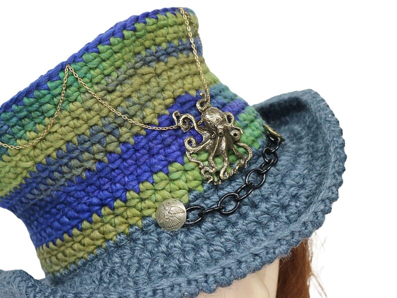 Colorful Octopus Top Hat, Festival Cosplay, Whimsical Crochet, Witch ...