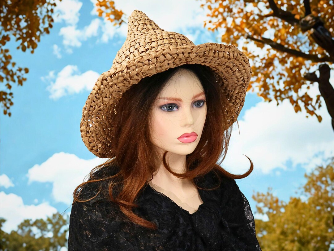 Summer Straw Witch Hat, Warm Weather Wizard Hat, Airy Raffia Garden ...