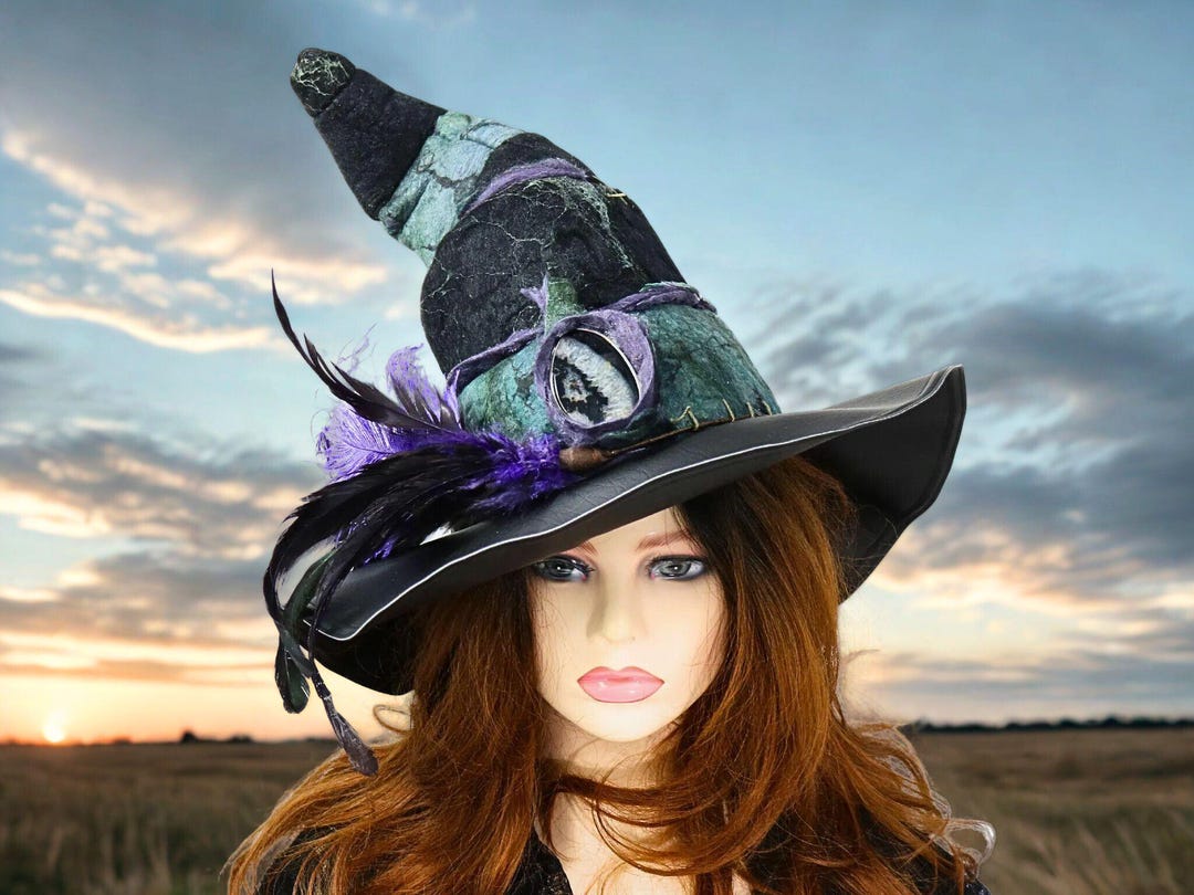 Patchwork Witch Hat, Dark Forest Swamp Vibe, Rustic Distressed Felt ...