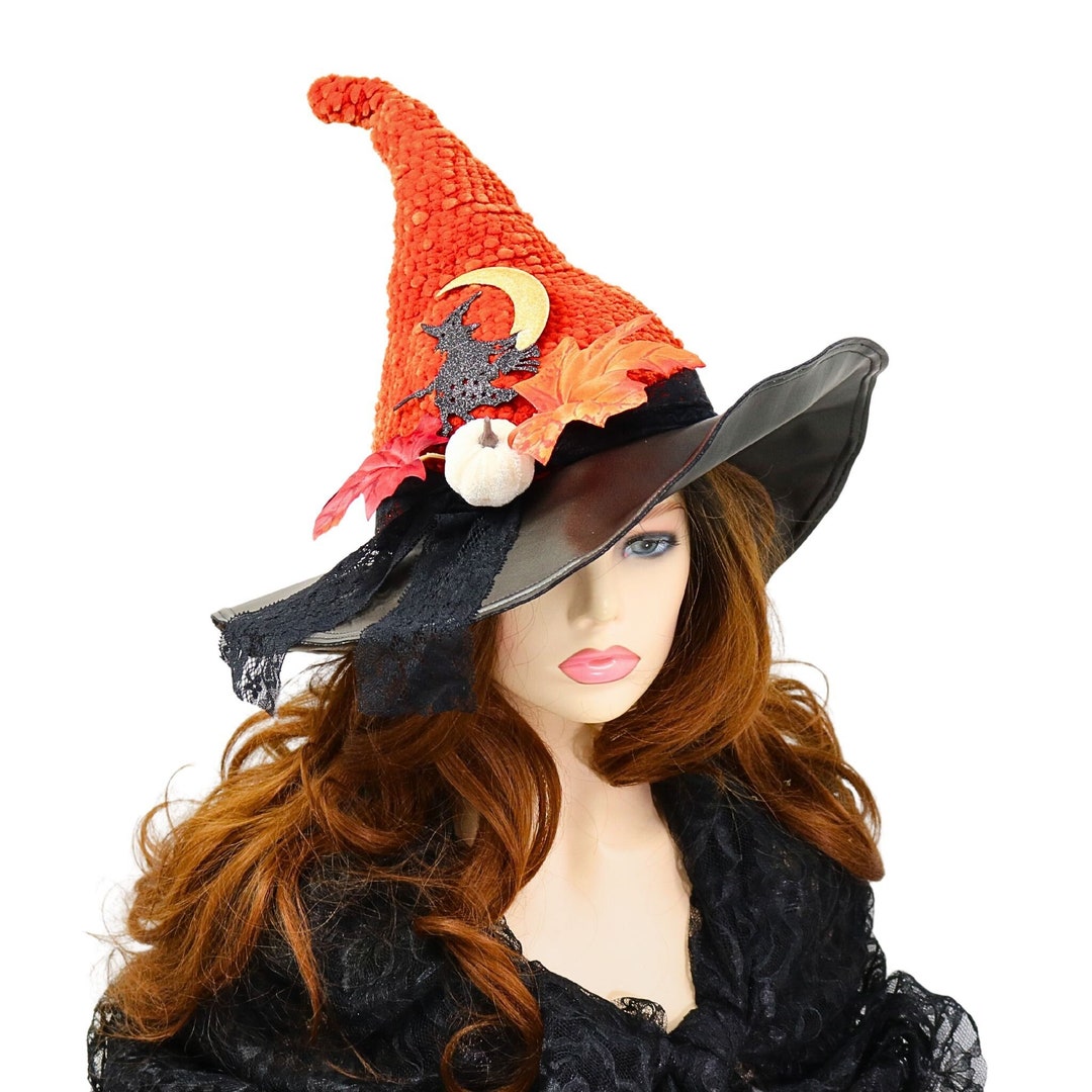 Flying Witch Hat, Fall Leaves, Pumpkin Witch Hat, Broomstick Witch Hat ...