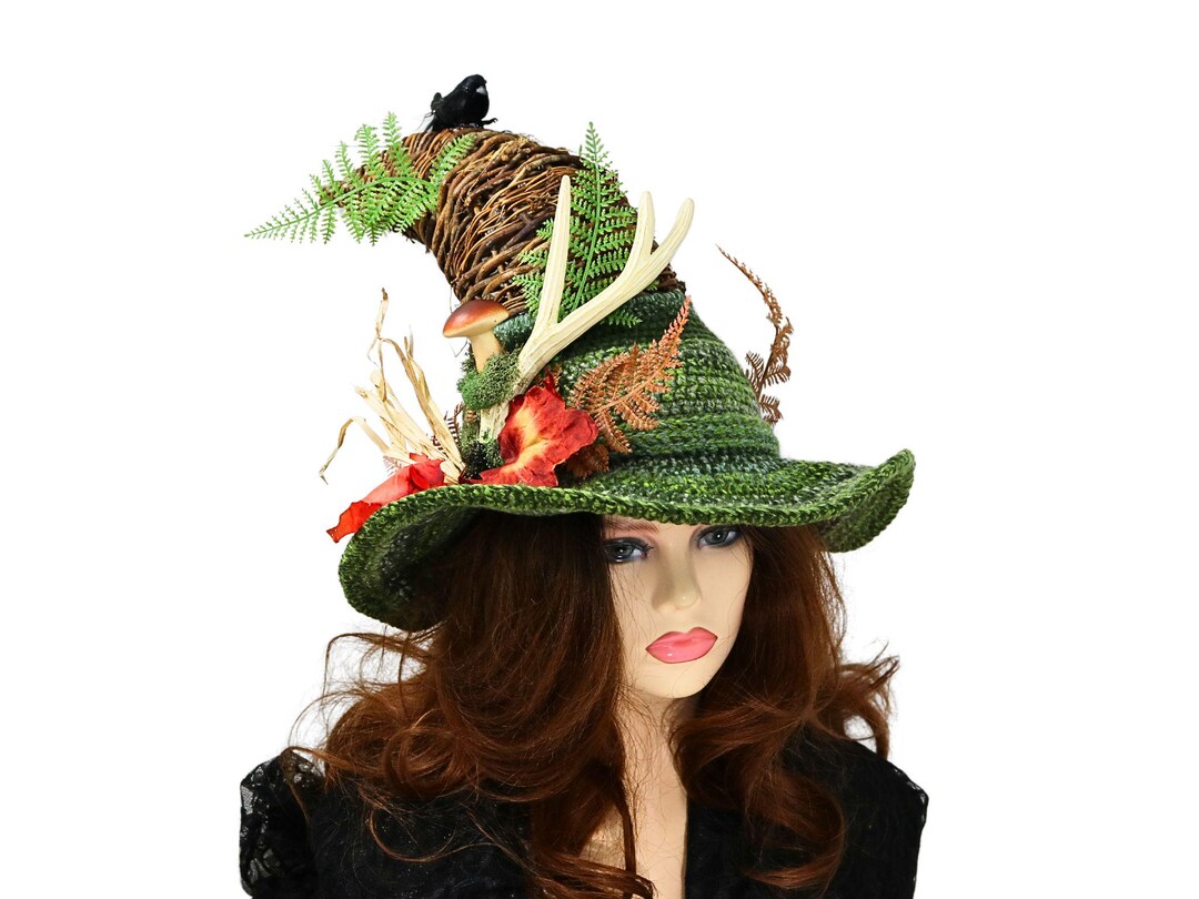 Forest Goddess Hat, Grapevine Yule Witch Hat, Festival Table ...