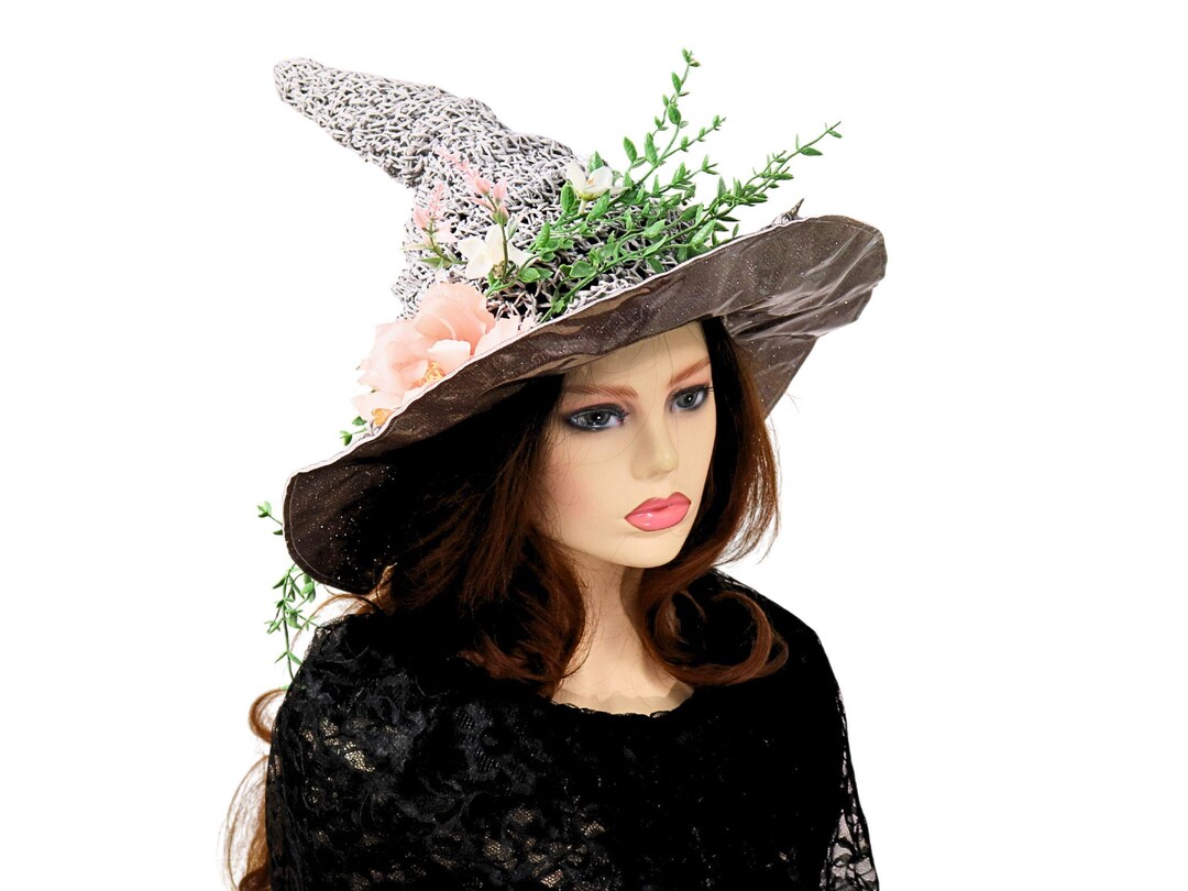 Airy Straw Witch Hat, Summer Witches Hat, Natural Raffia, Garden Witch ...