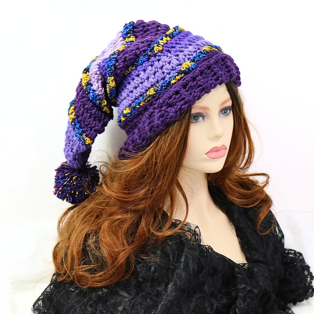 Purple Starry Night Elf Stocking Hat for Him or Her, Fun Toboggan Snow ...