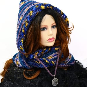 Starry Night Cowl Hood, Colorful Witchy Hoodie, Traveler Witches ...