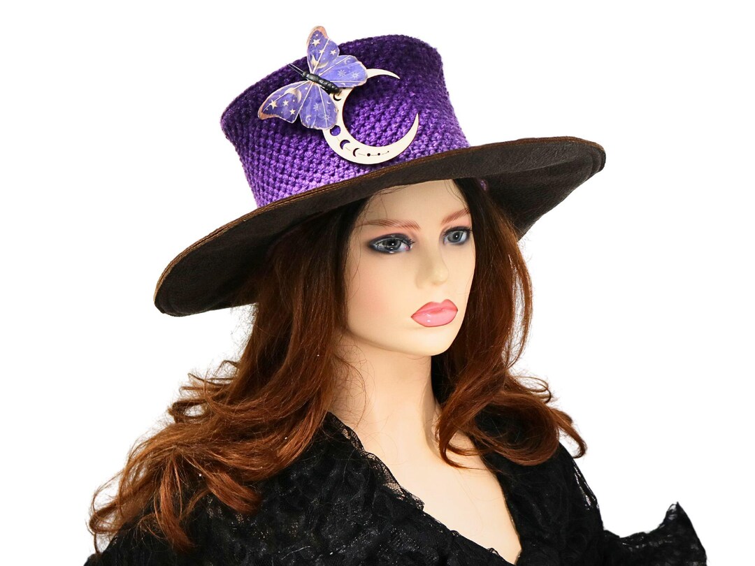 Solstice Festival Top Hat, Witch Wizard, Wide Brim, Renfaire Funky Moon ...
