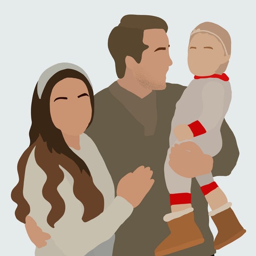 Custom Digital Family Portrait Drawing Illustration Family - Etsy