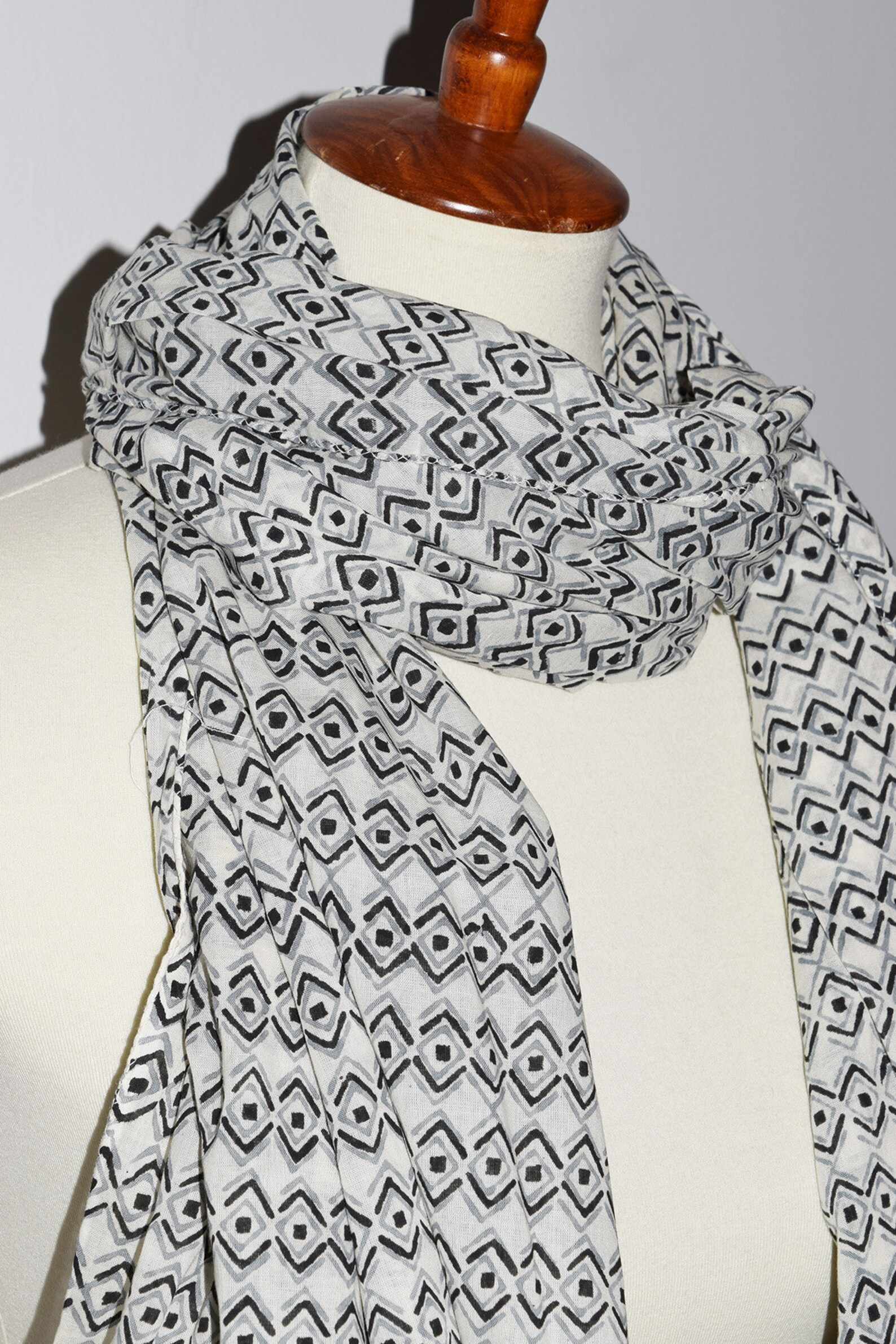 Hand Block Printed Scarf Lightweight Cotton Scarf Wood - Etsy