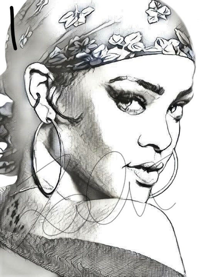Rihanna Drawing Sketch Print Wall Art Illustration Singer Riri Etsy