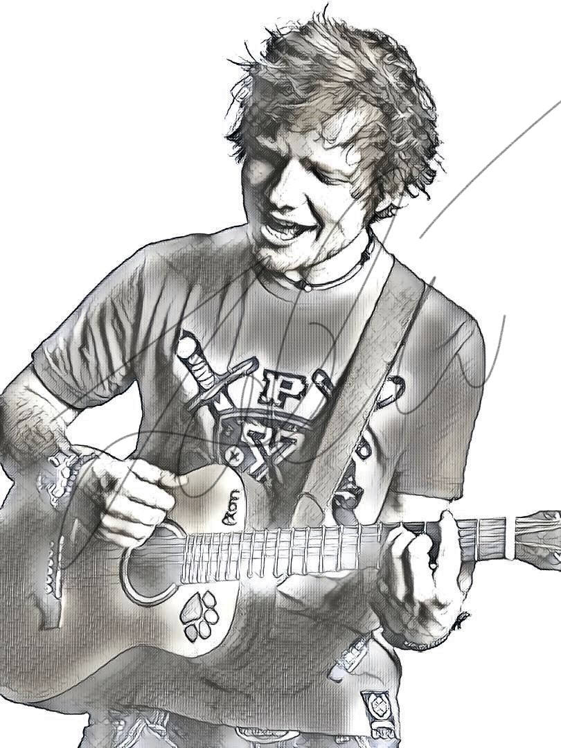 Ed Sheeran Drawing Sketch PRINT Wall Art Illustration Singer | Etsy