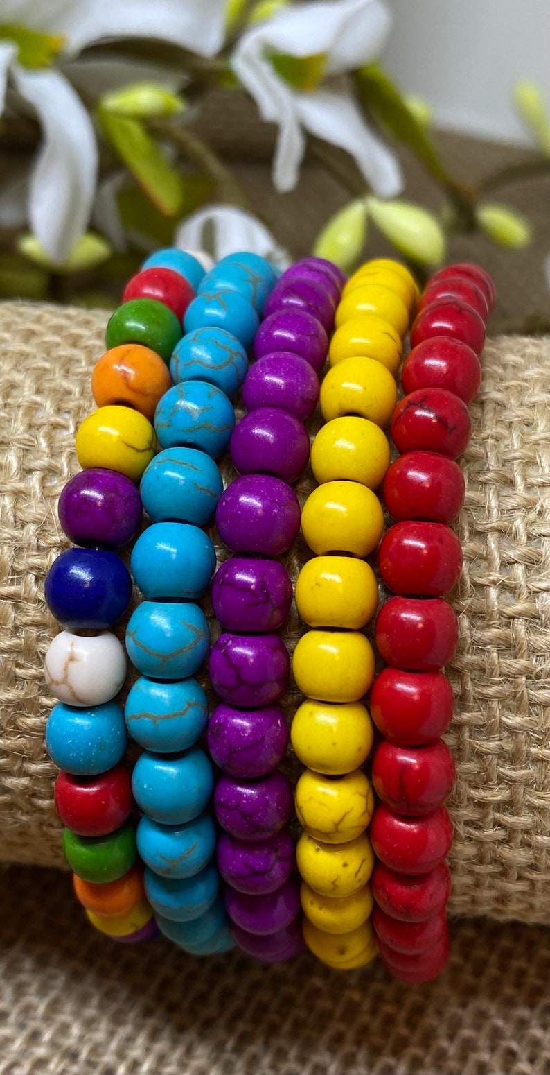 Howlite Turquoise Beaded Bracelet: Vibrant Boho Gemstone Bracelet - Etsy