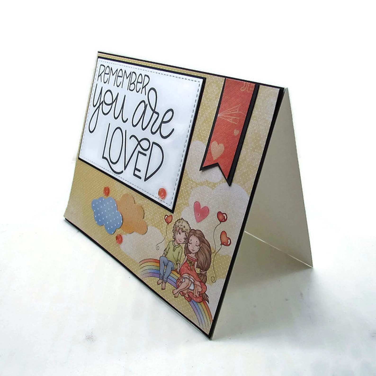 Handmade Love Card Remember You Are Loved Cute Couple Sitting on ...