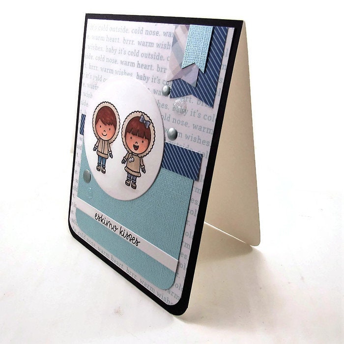 Handmade Love Card Eskimo Kisses Hand Colored Eskimo Themed Card for ...