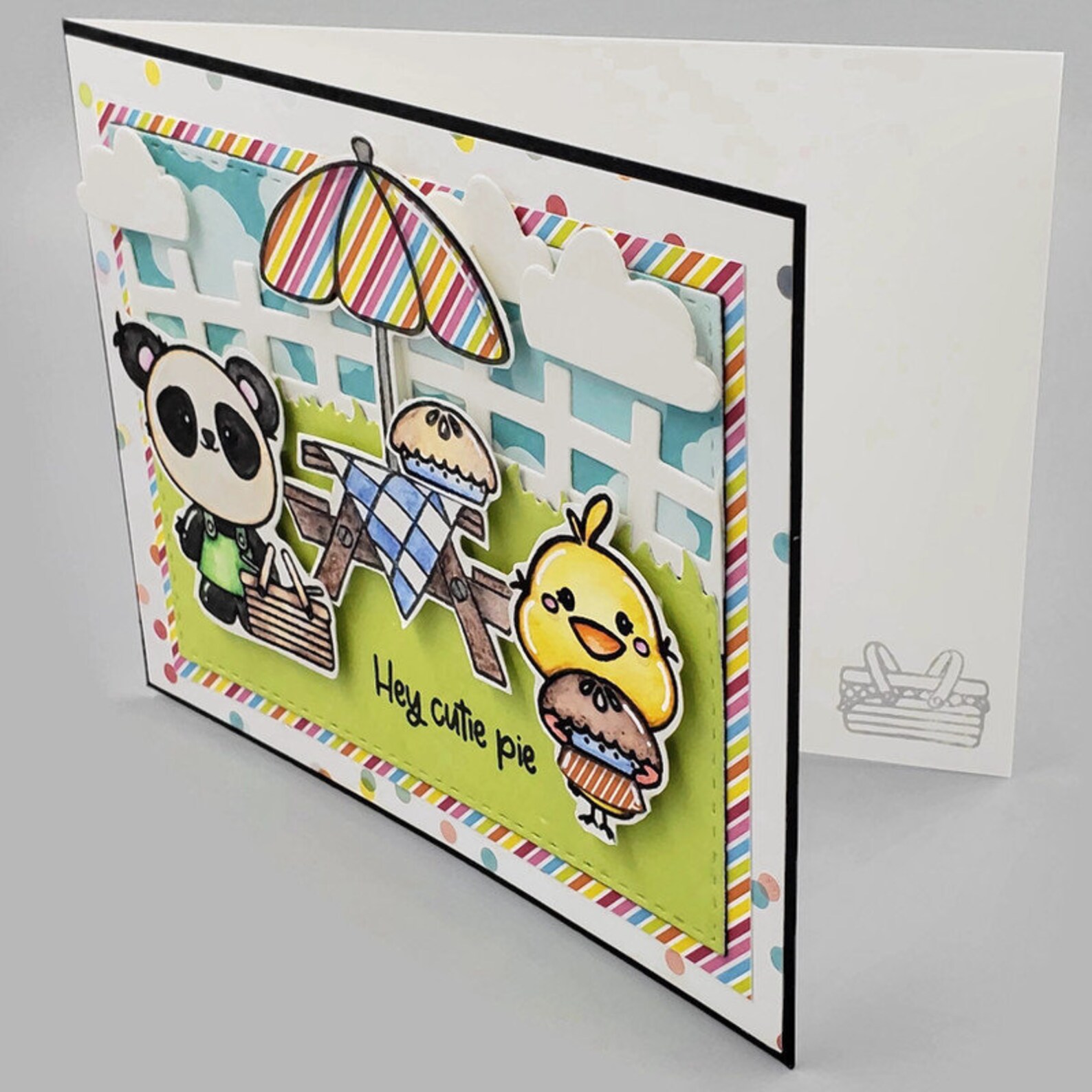Hey Cutie Pie Panda & Chick on A Picnic With Pie Greeting - Etsy