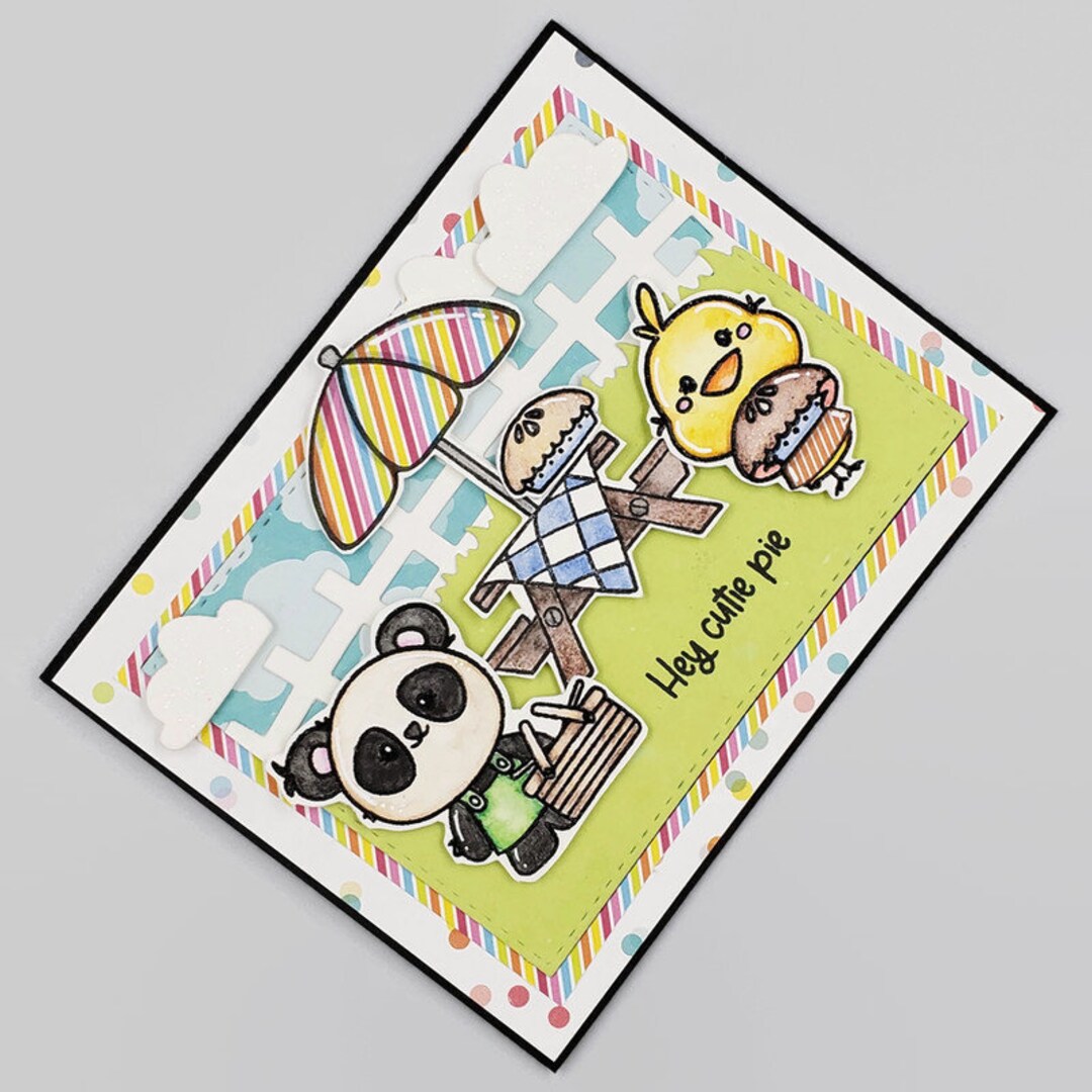 Hey Cutie Pie Panda & Chick on A Picnic With Pie Greeting - Etsy