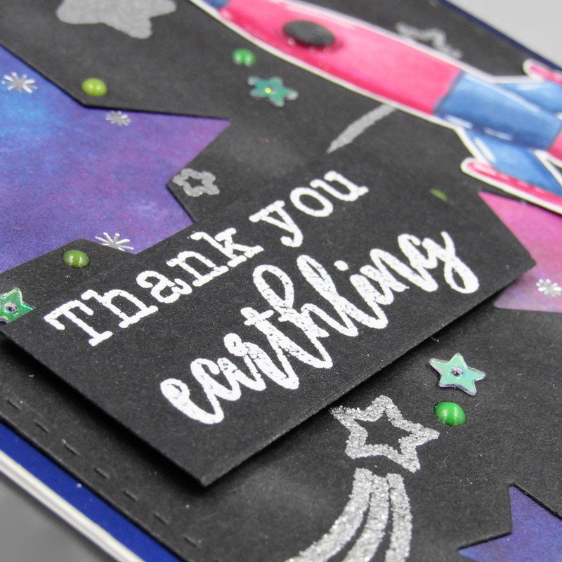 Thank You Earthling Outer Space Themed Glow in the Dark Thank You Card ...