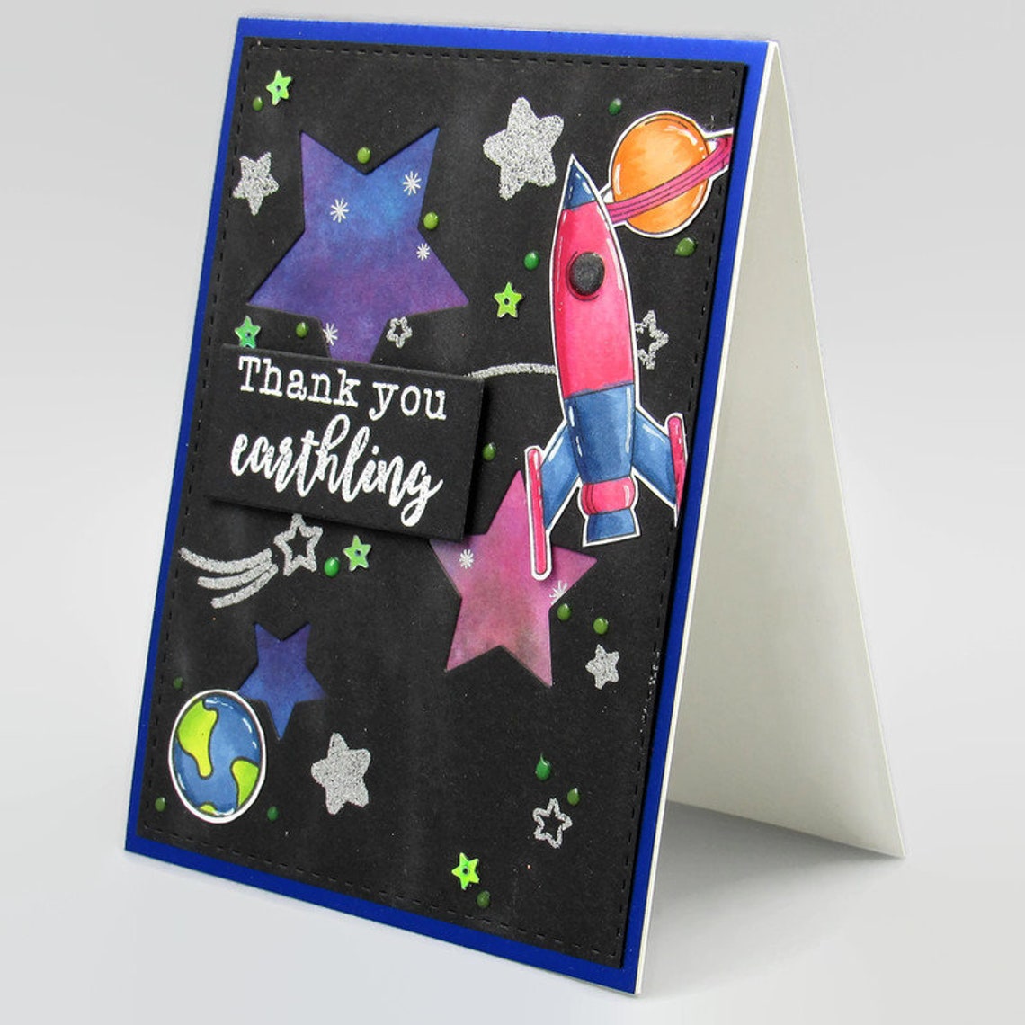 Thank You Earthling Outer Space Themed Glow in the Dark Thank You Card ...