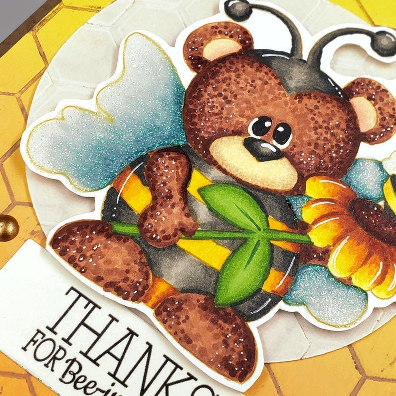 Thanks for Beeing There Bear and Bees Thank You Card - Etsy