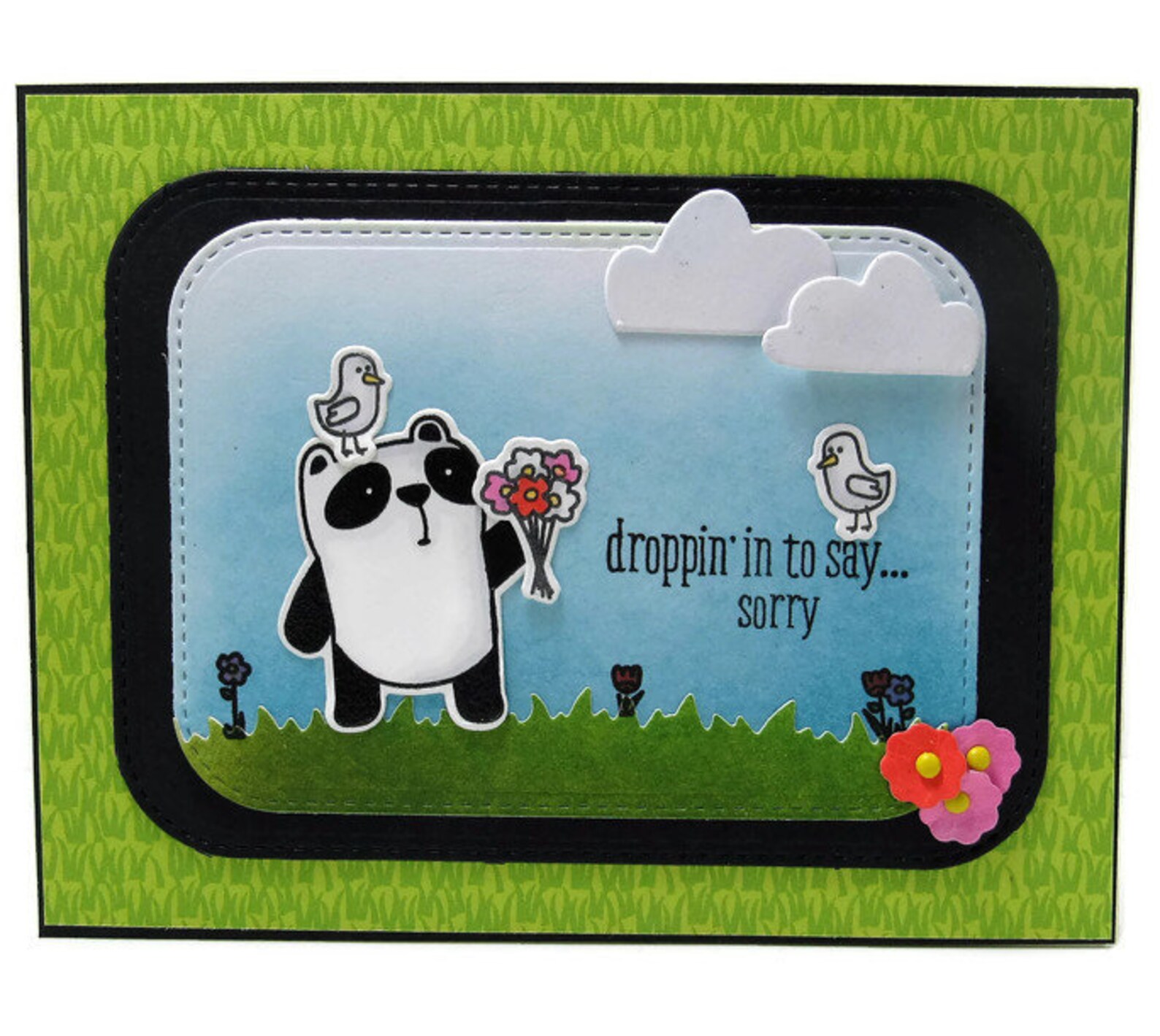Handmade Droppin' in to Say Sorry Card With Panda Standing Among the ...