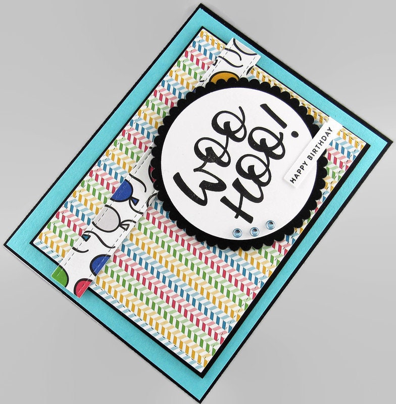 Woo Hoo Happy Birthday Rainbow Colored Greeting Card | Etsy