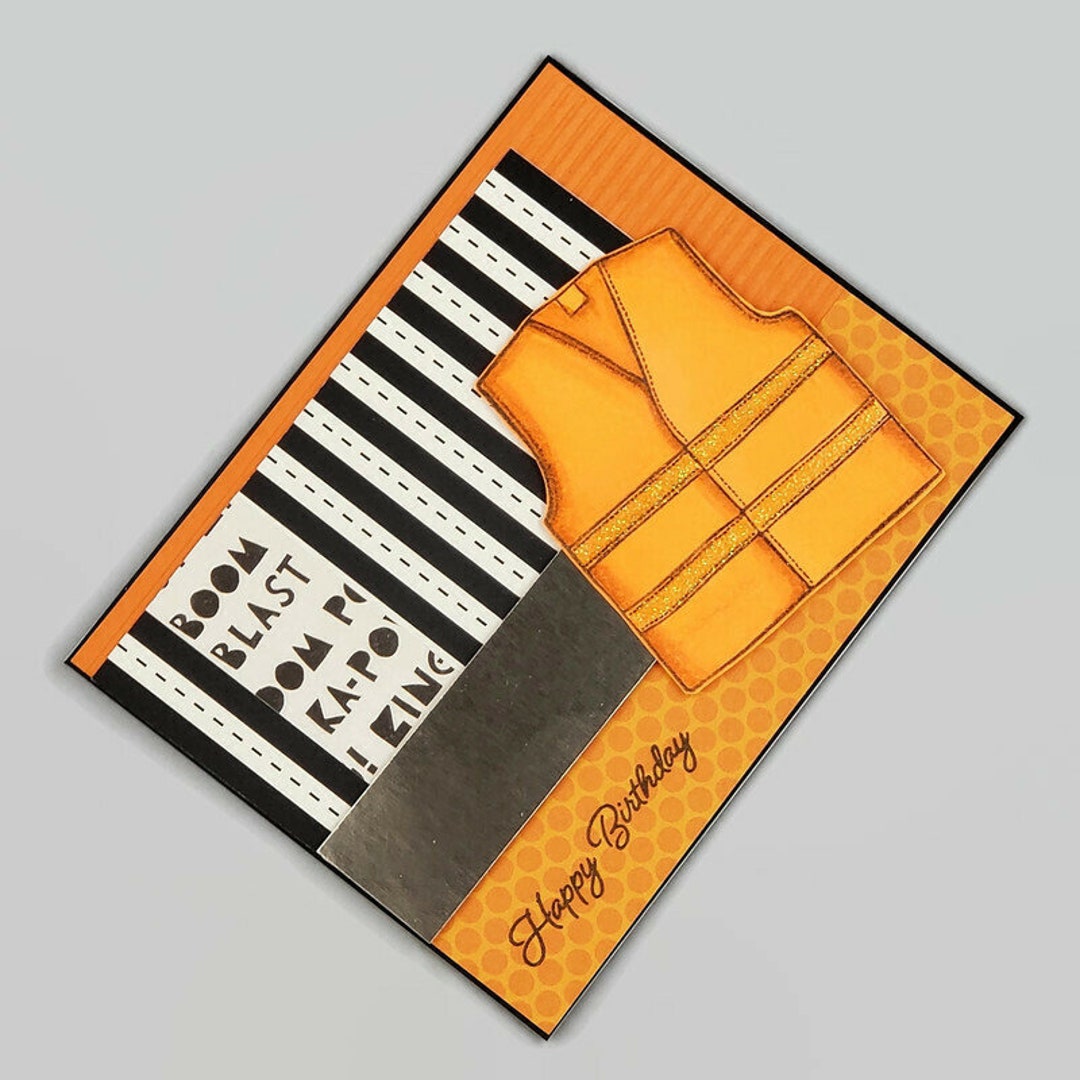 Happy Birthday Orange Safety Vest Themed Greeting Card 21-43 - Etsy UK