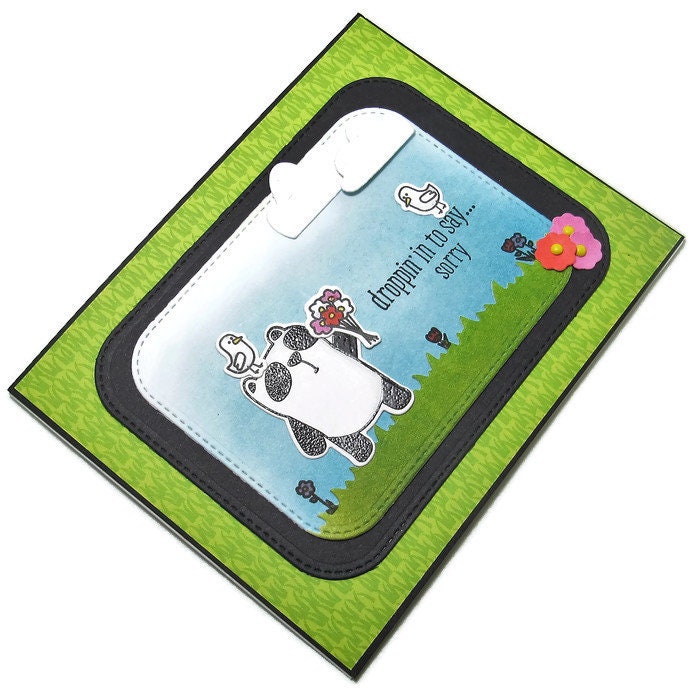 Handmade Droppin' in to Say Sorry Card With Panda Standing Among the ...