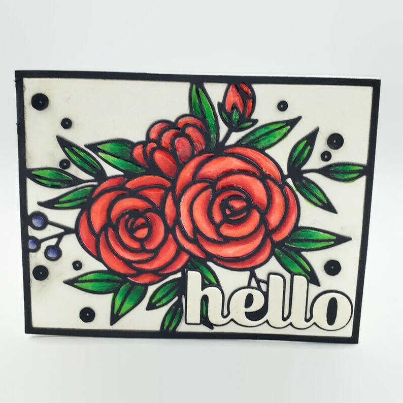 Hello Rose Floral Glitter Themed Just Because Card 21-7 | Etsy