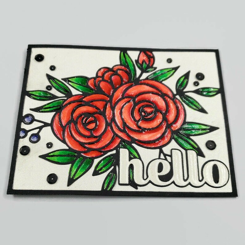 Hello Rose Floral Glitter Themed Just Because Card 21-7 | Etsy