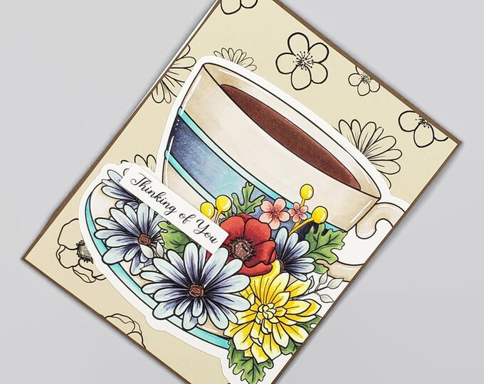 Thinking of You Teacup or Coffee Cup Themed Greeting Card 20200078 - Etsy